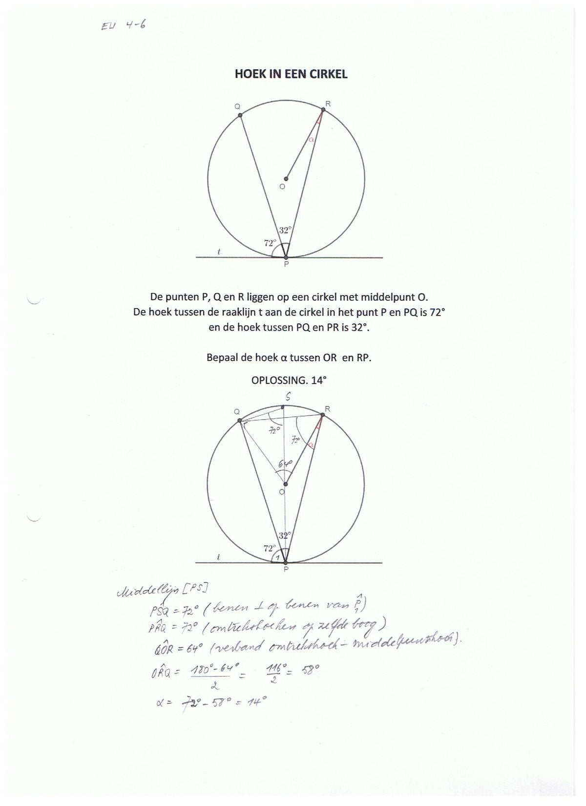 OPGAVE 6. Hoek in een cirkel | EUCLIDEA 4