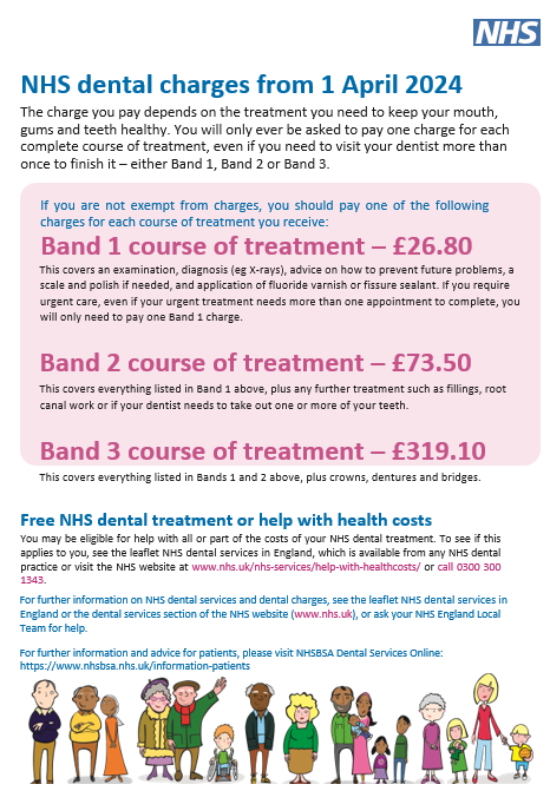 NHS Fees | Bearcross Dental Practice
