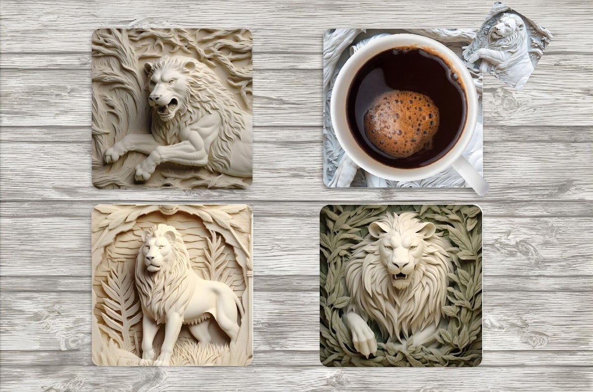 MDF Onderzetters 3D-Lion | Handmade-studio-Rian.com