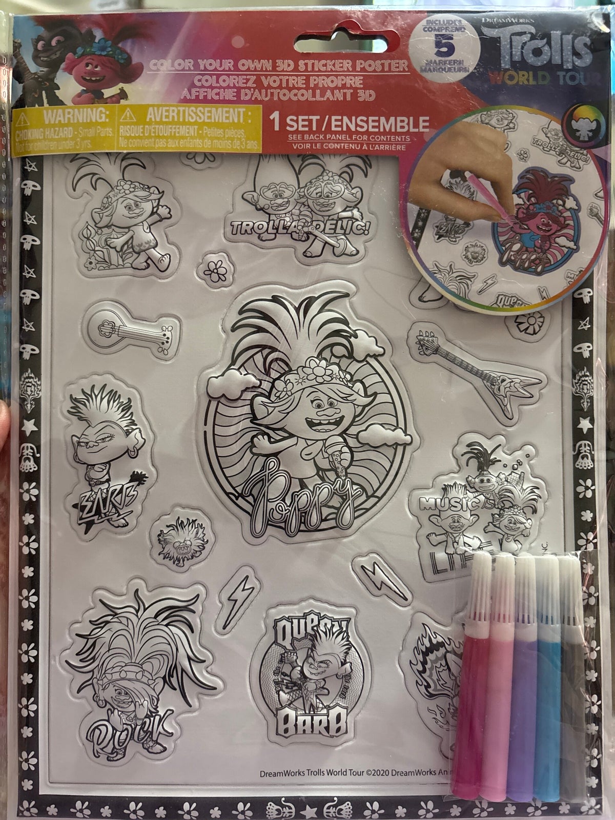 DreamWork Trolls® World Tour - Color Your Own 3D Sticker Poster ...