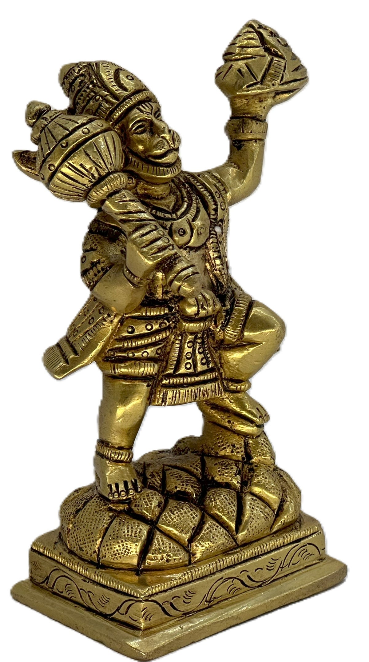 Brass Hanuman Ji Statue, Lord Hanuman Idol with Sanjeevani Booti, Rama ...