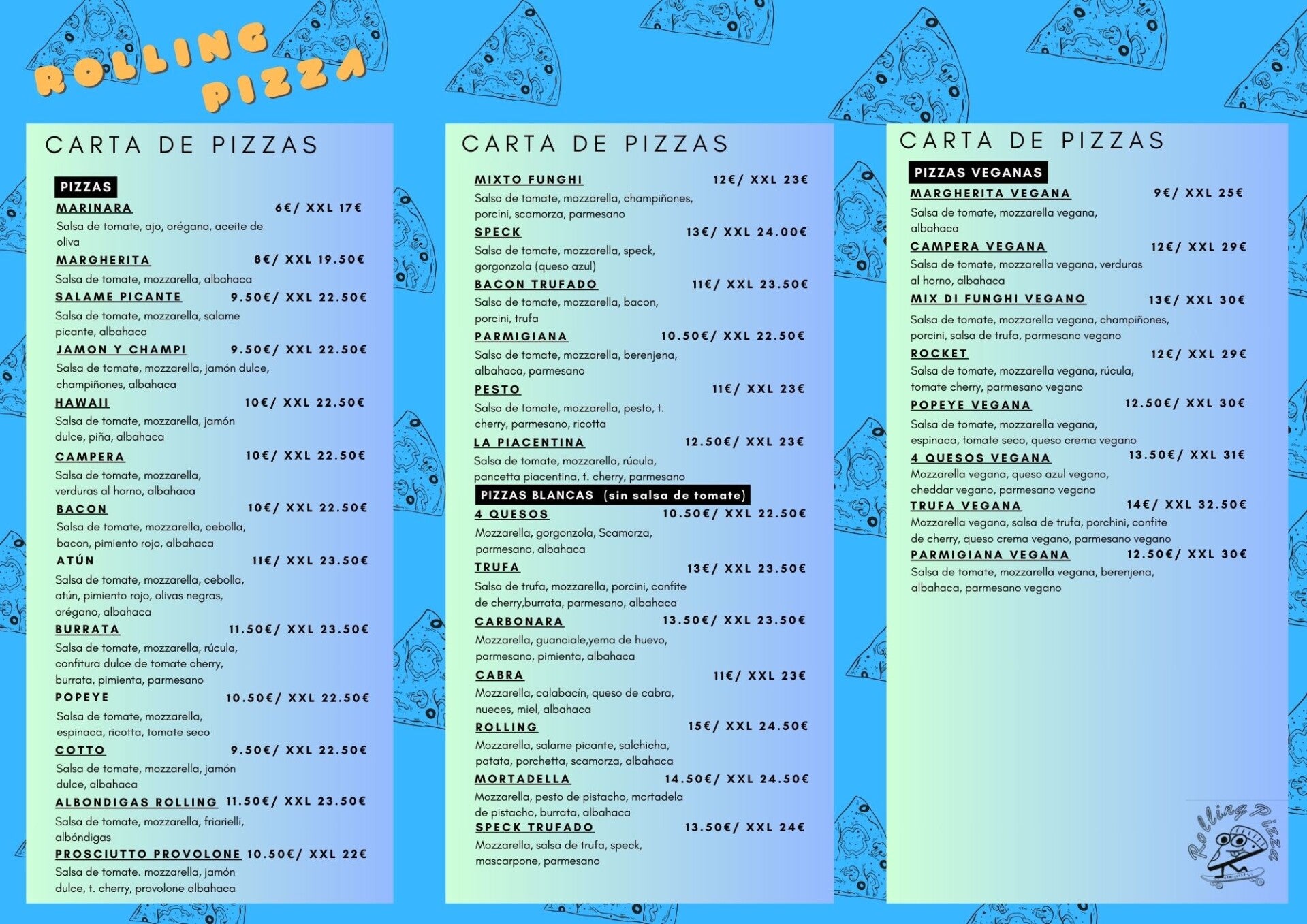 Carta de pizzas | Rolling Pizza