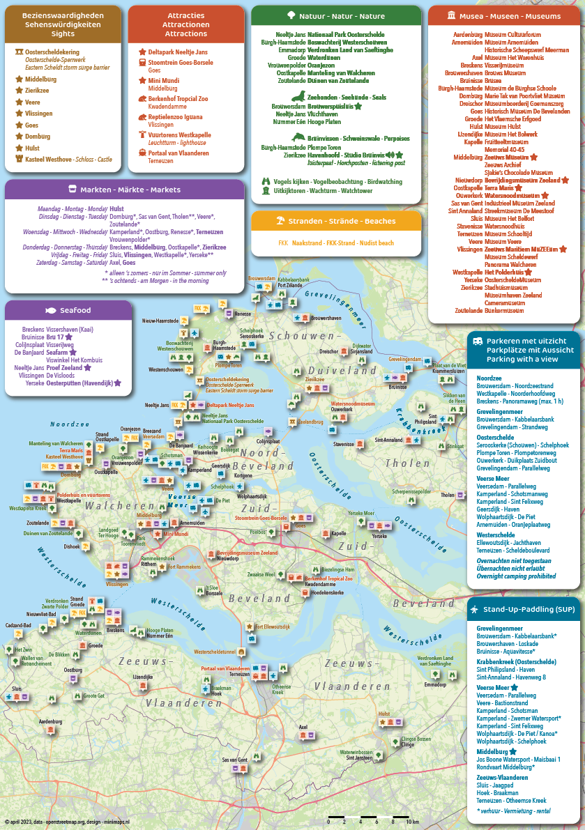 Toeristische kaart Zeeland | minimaps.nl