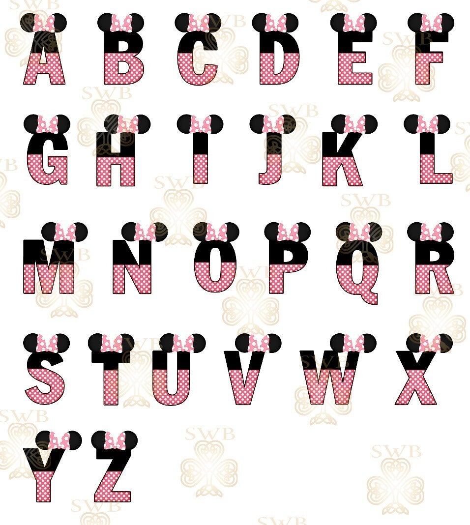 DTF or UVDTF Print - Minnie Mouse Letters | Shamrock Wholesale Blanks