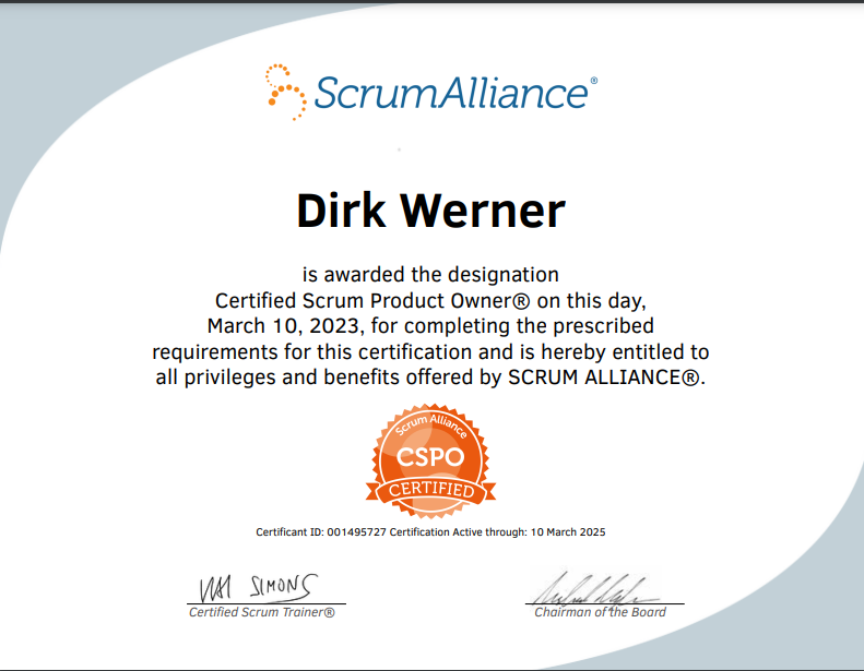 Scrum Product Owner | Dirk Werner Homepage
