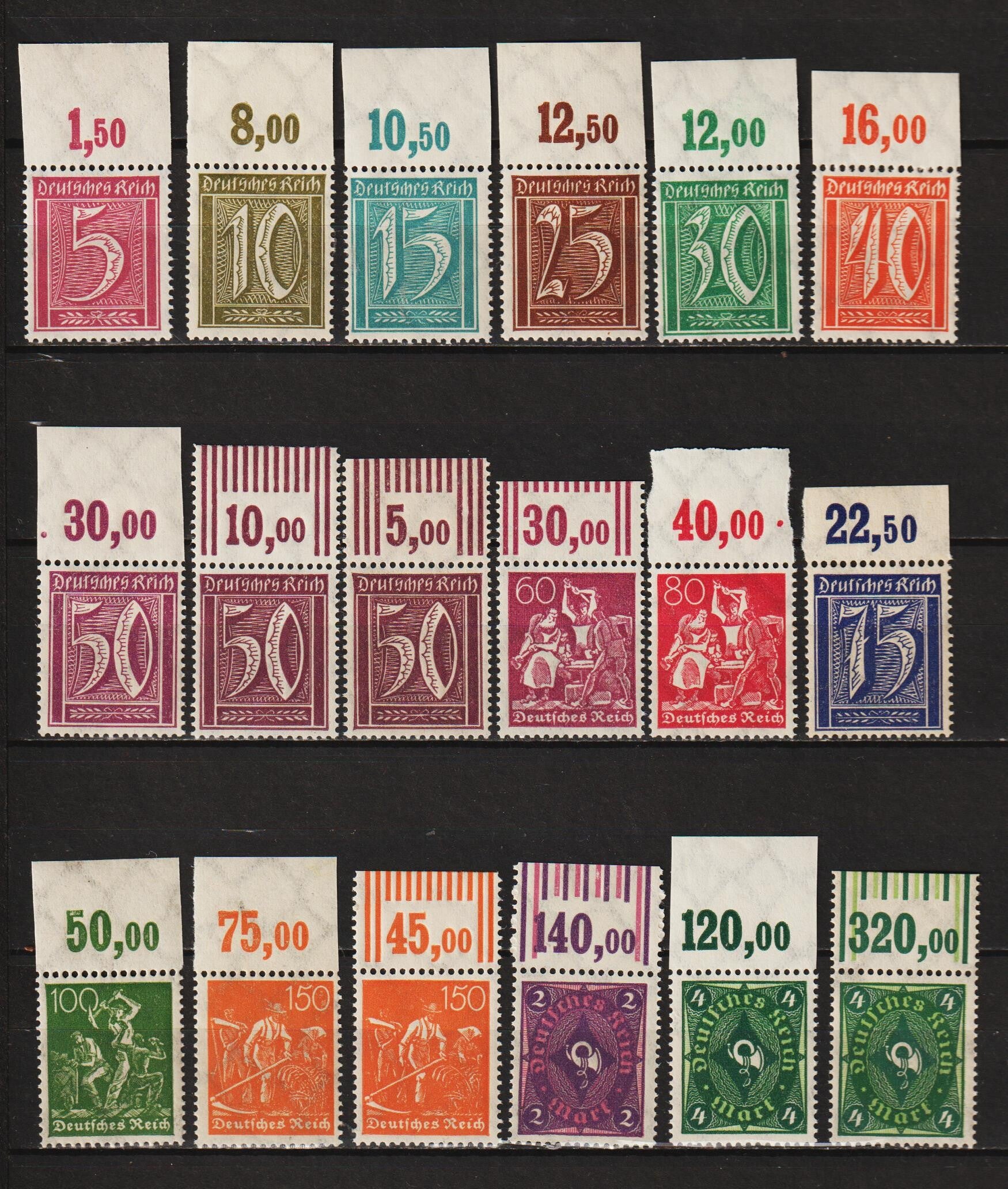 MiNr. 177-193 postfrisch ** Oberrand | Online Briefmarken Handel Peter ...