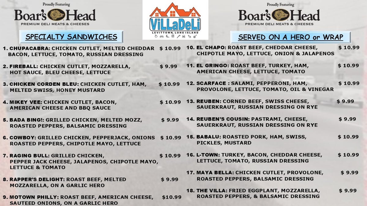 Menu | Villa Deli