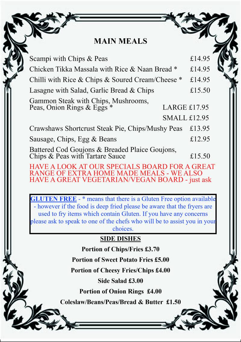 Menus | Travellers Inn