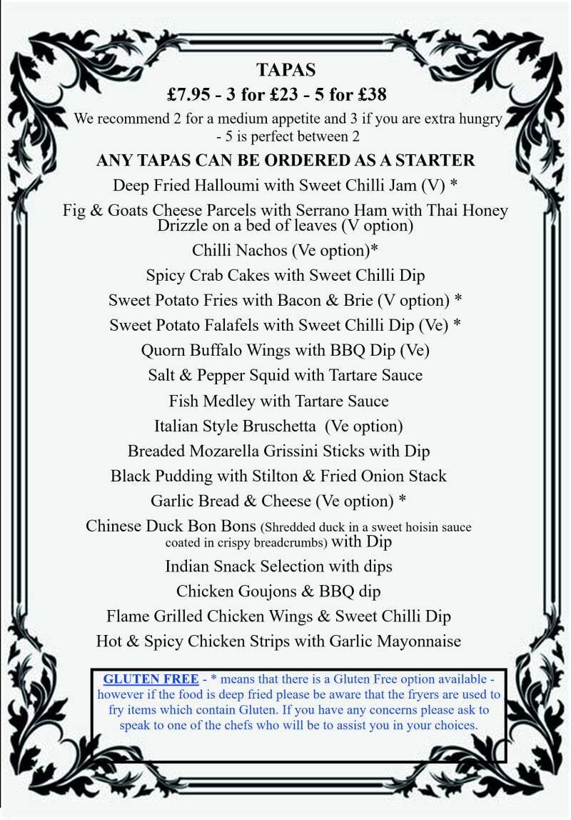 Menus | Travellers Inn